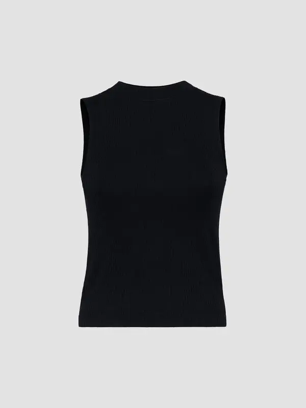 Brunello Cucinelli Cotton Ribbed Jersey Top With Monili - Black
