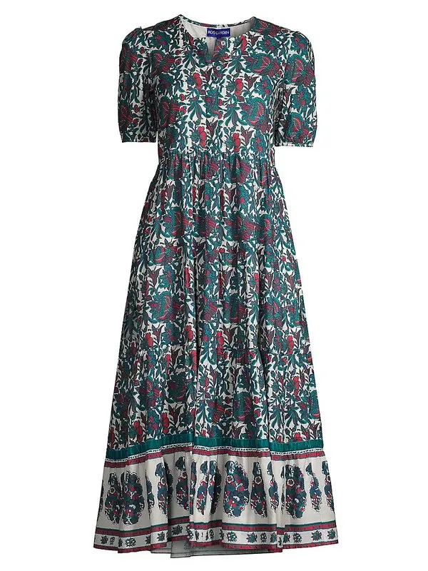 RO'S GARDEN Daphne Printed Midi Shirtdress