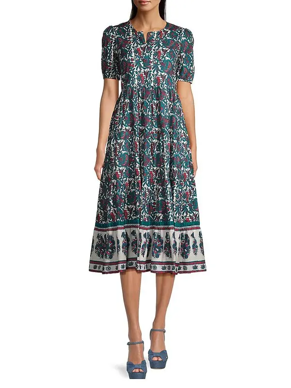 RO'S GARDEN Daphne Printed Midi Shirtdress