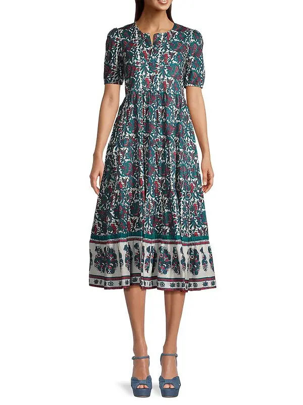 RO'S GARDEN Daphne Printed Midi Shirtdress