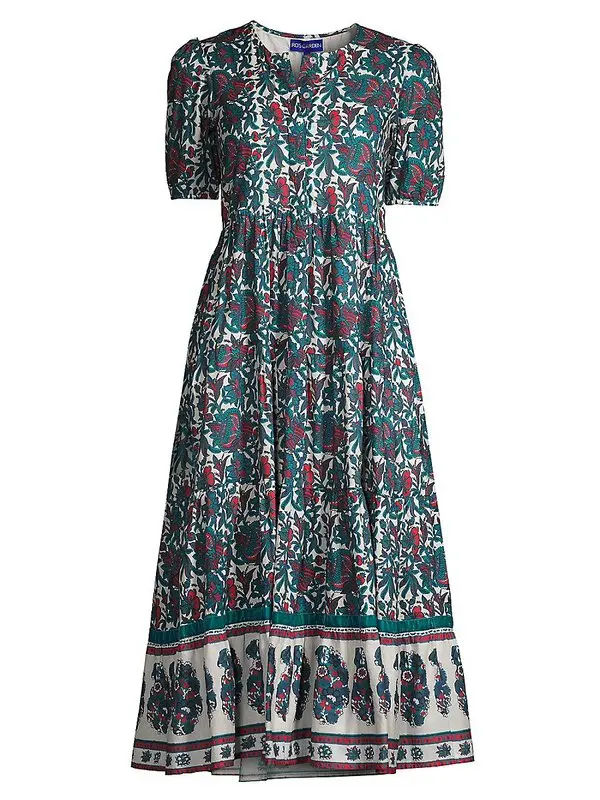 RO'S GARDEN Daphne Printed Midi Shirtdress