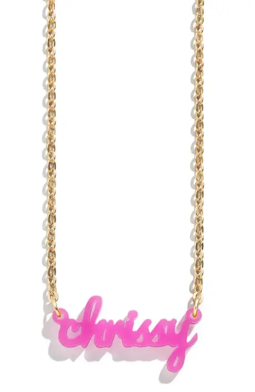 Baublebar Personalized Acrylic Pendant Necklace - Magenta