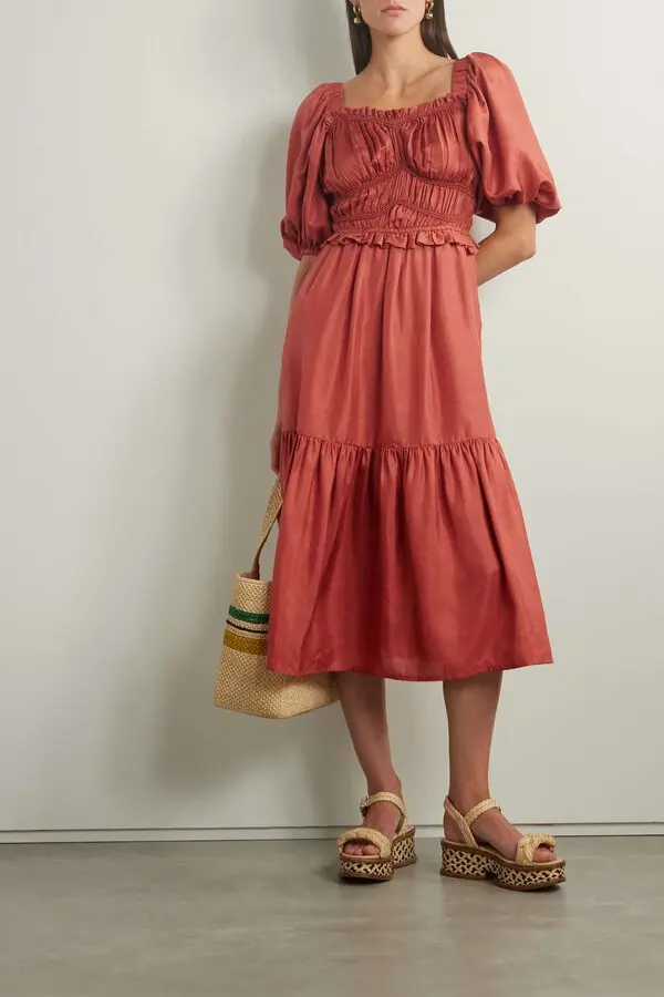 knee length dresses for ladies Kyle Smocked Midi Dress main image 0