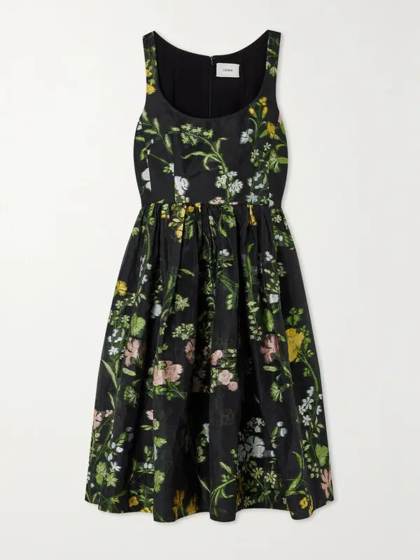 erdem black dress Embroidered Jacquard Off-The-Shoulder Midi Dress, Black / 6 main image 0