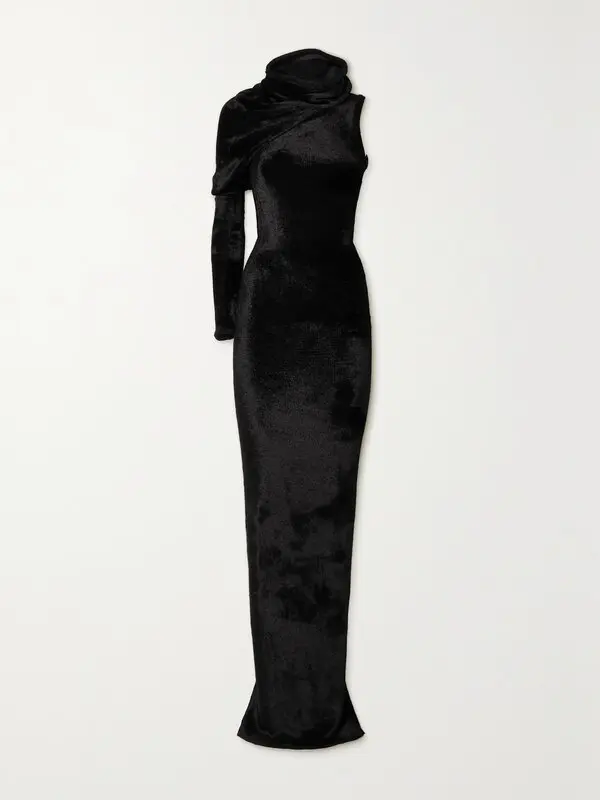 Alaïa Convertible Chenille Gown - Black