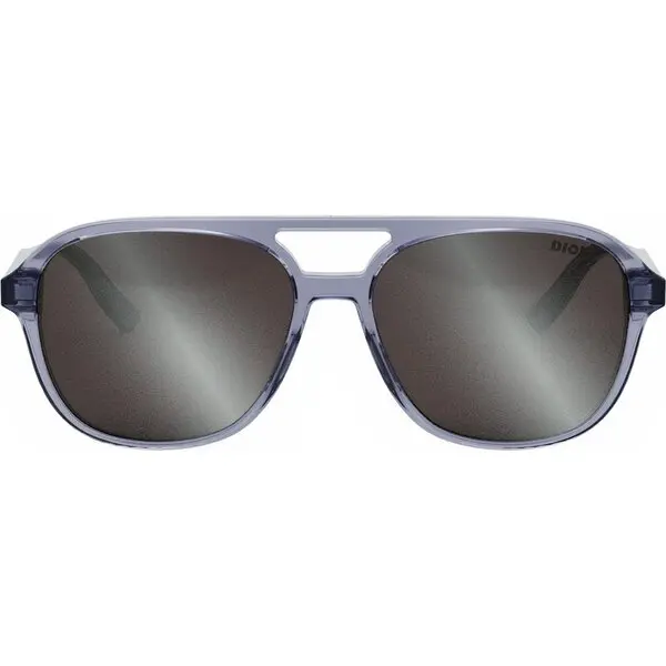 Dior In N1i 57mm Navigator Sunglasses - Shiny Light Blue/smoke