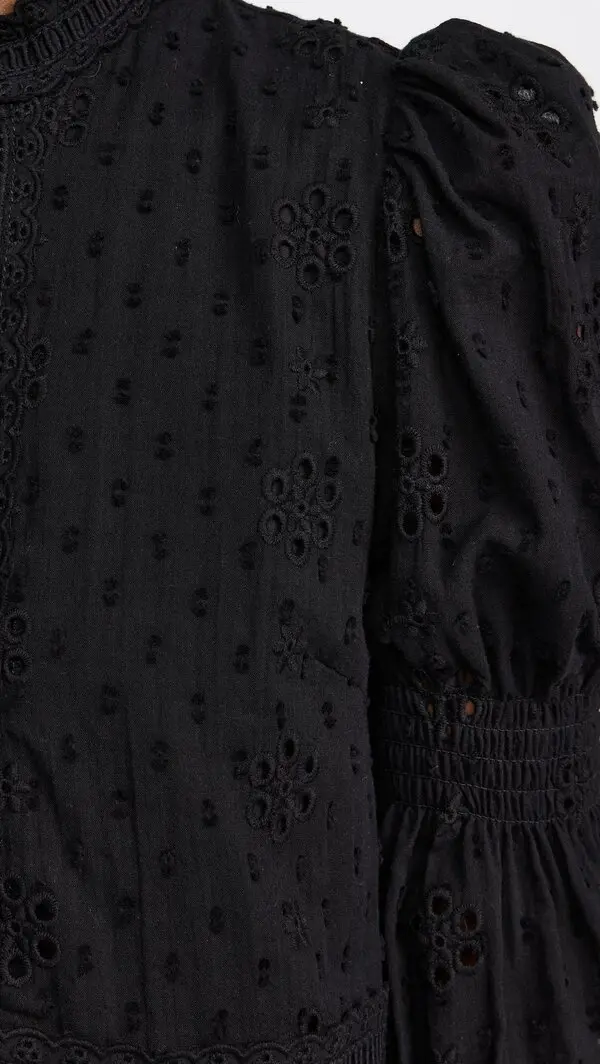 English Factory Embroidered Swiss Dot Maxi Dress