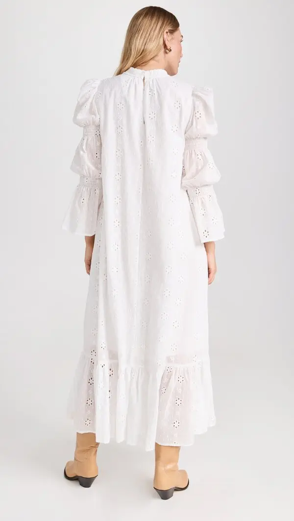English Factory Embroidered Swiss Dot Maxi Dress