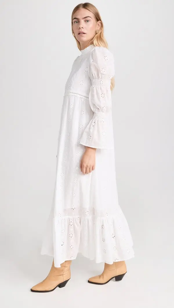 English Factory Embroidered Swiss Dot Maxi Dress