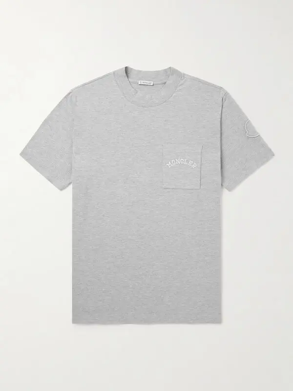 Moncler Logo-embroidered Cotton-blend Jersey T-shirt
