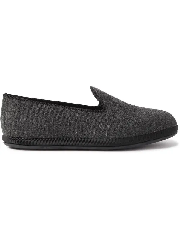 Loro Piana Logo-Embroidered Cashmere-Blend Slippers Gray - Main Image