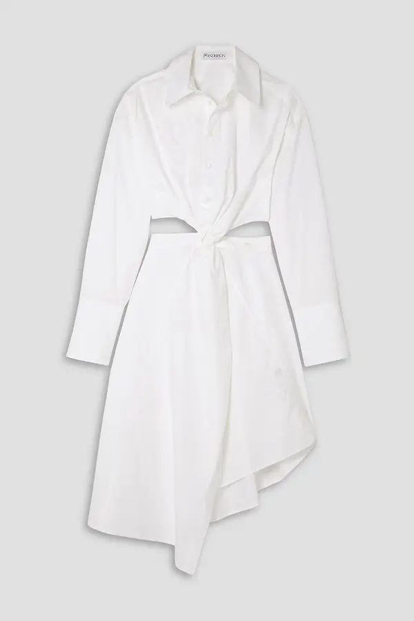 asymmetrical hem twist front shirt dress Asymmetrical Hem Twist Front Shirt Dress main image 0