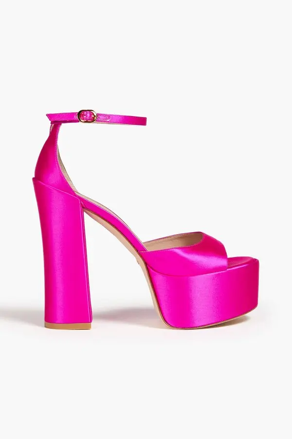 STUART WEITZMAN Sky High 145 Satin Platform Sandals