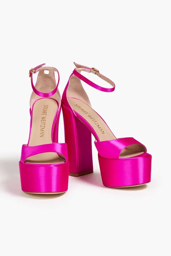 STUART WEITZMAN Sky High 145 Satin Platform Sandals