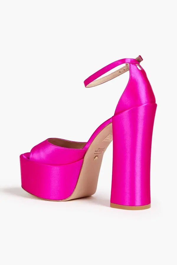 STUART WEITZMAN Sky High 145 Satin Platform Sandals