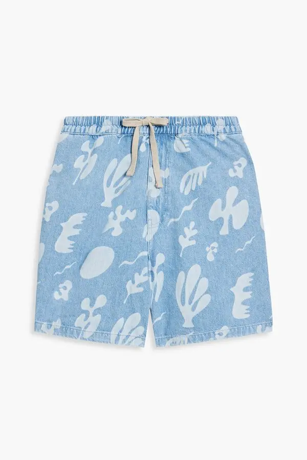 FRAME Printed Denim Shorts - Light Denim