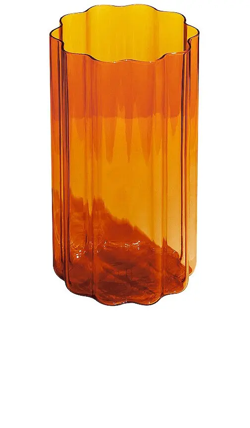 FAZEEK Wave Vase In Burnt Orange - Amber
