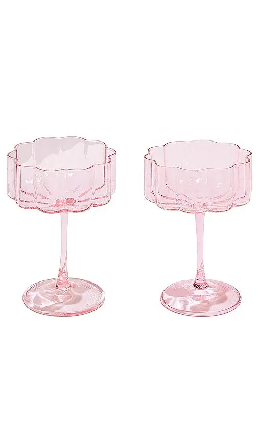 FAZEEK Wave Coupe Glasses Set Of 2 - Pink