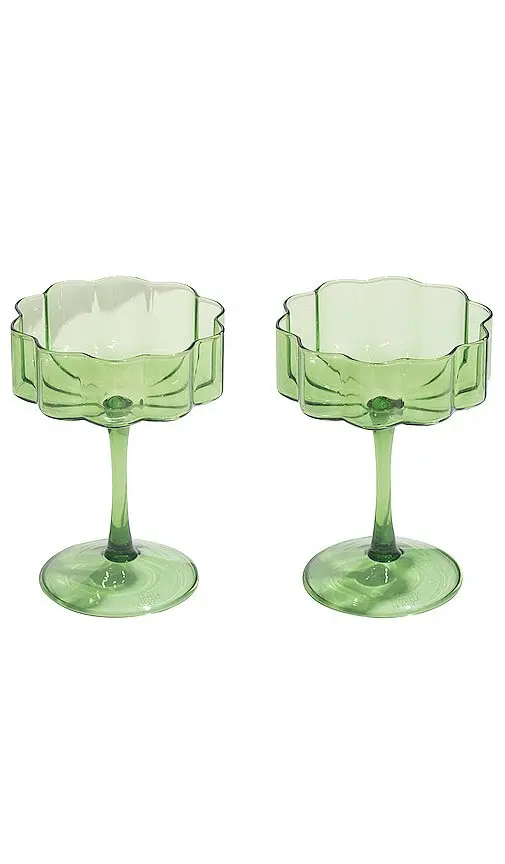 FAZEEK Wave Coupe Glasses Set Of 2 - Green