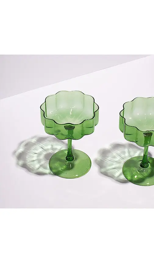 FAZEEK Wave Coupe Glasses Set Of 2 - Green