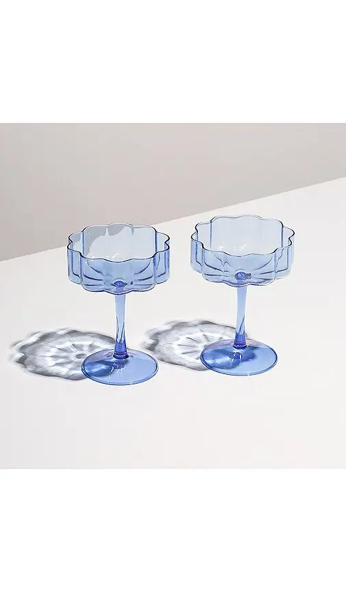 FAZEEK Wave Coupe Glasses Set Of 2 - Blue