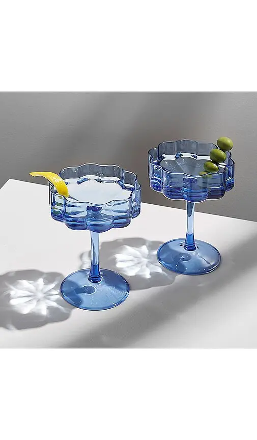 FAZEEK Wave Coupe Glasses Set Of 2 - Blue