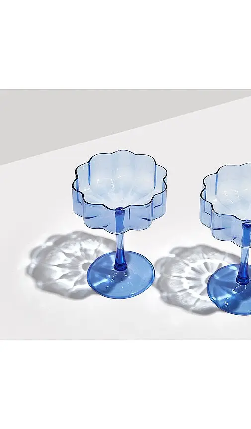 FAZEEK Wave Coupe Glasses Set Of 2 - Blue
