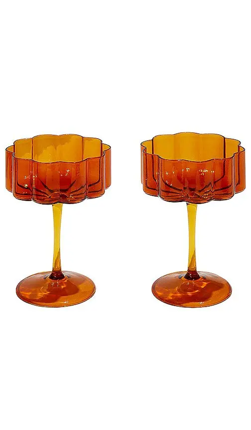 FAZEEK Wave Coupe Glasses Set Of 2 In Burnt Orange - Amber