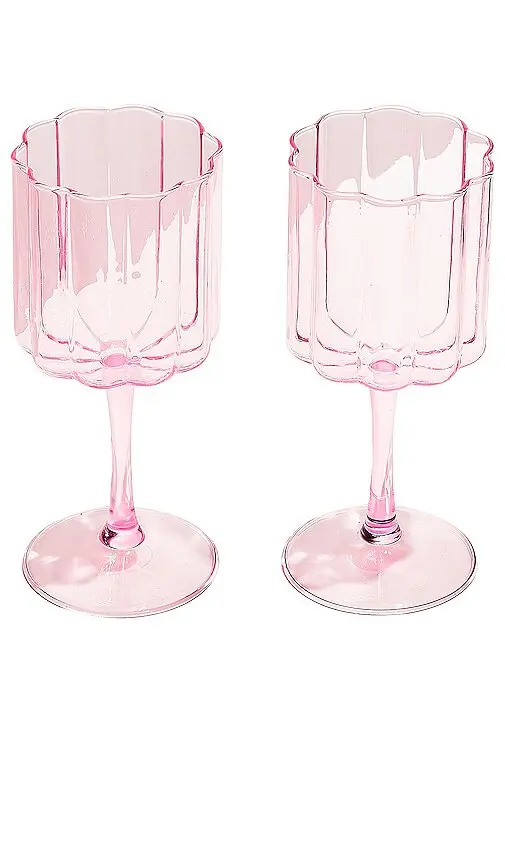 FAZEEK Wave Wine Glasses Set Of 2 - Pink