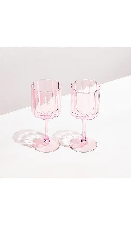 FAZEEK Wave Wine Glasses Set Of 2 - Pink