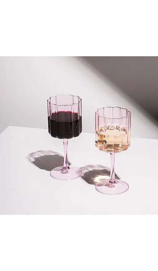 FAZEEK Wave Wine Glasses Set Of 2 - Pink