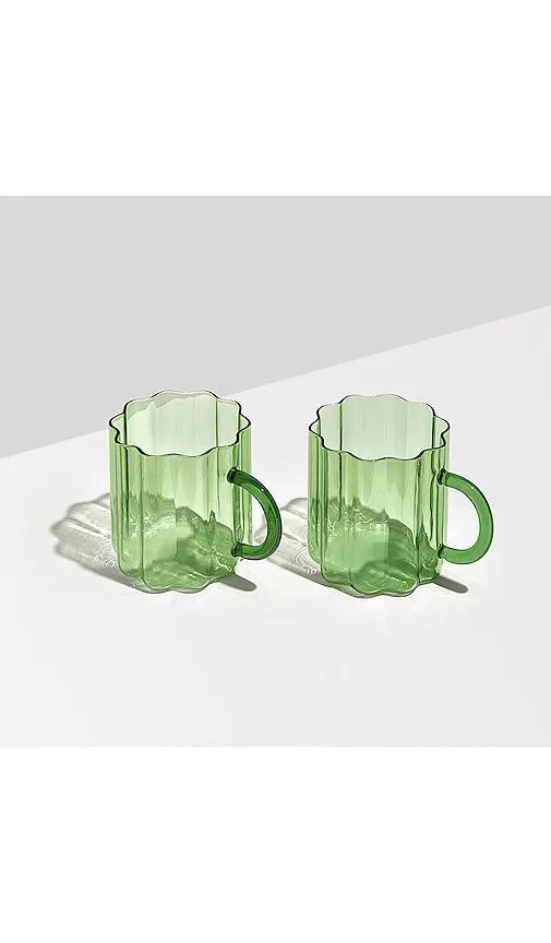 FAZEEK Wave Mugs Set Of 2 - Green