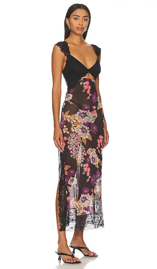 Free People X Intimately Fp Suddenly Fine Maxi Slip In Black - Black Combo