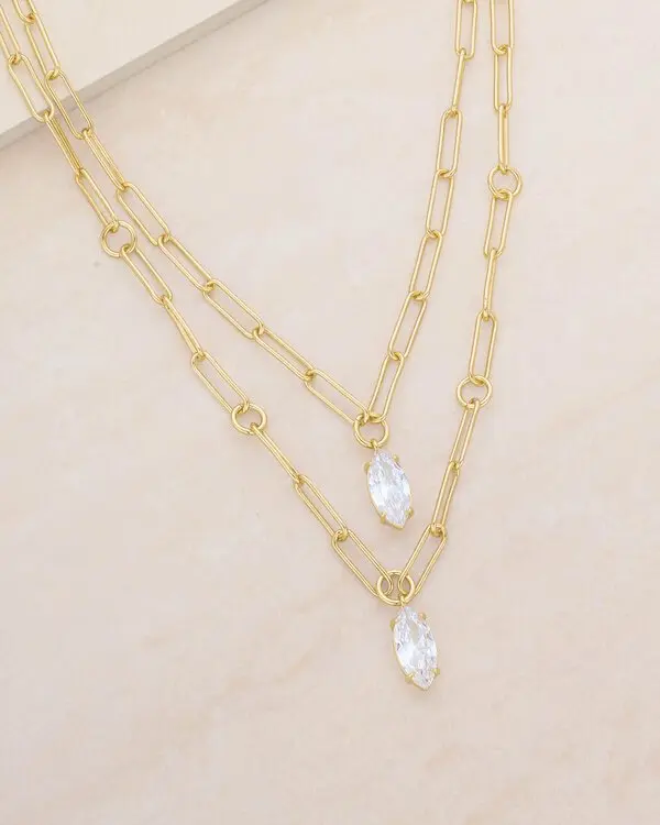 Ettika Double Layer Necklace With Crystal Pendant