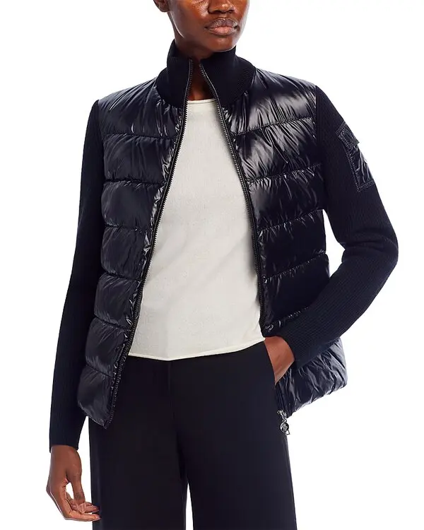 Moncler Padded Wool Cardigan - Black