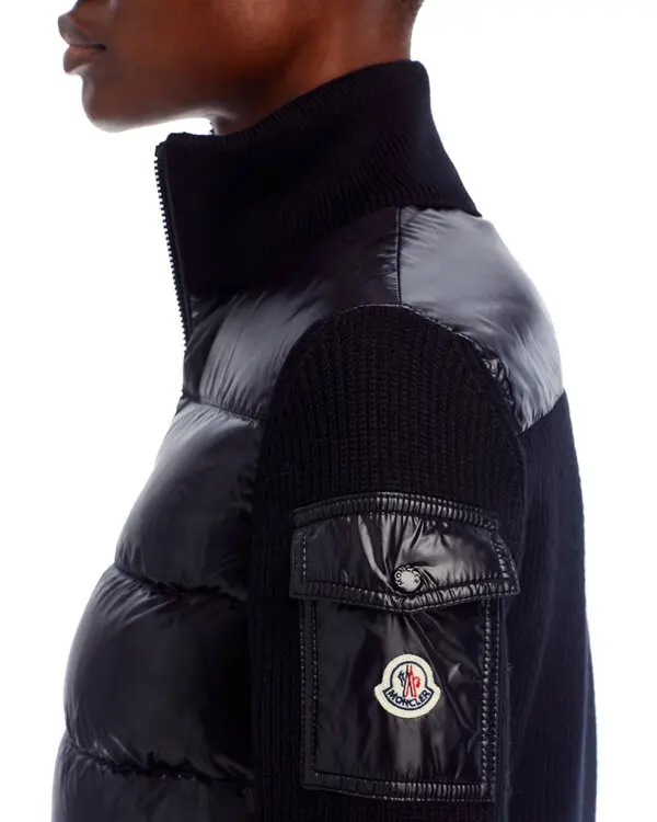 Moncler Padded Wool Cardigan - Black
