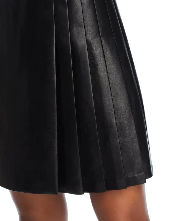 Alice + Olivia Chara Long Sleeve Mesh & Faux Leather Mini Dress