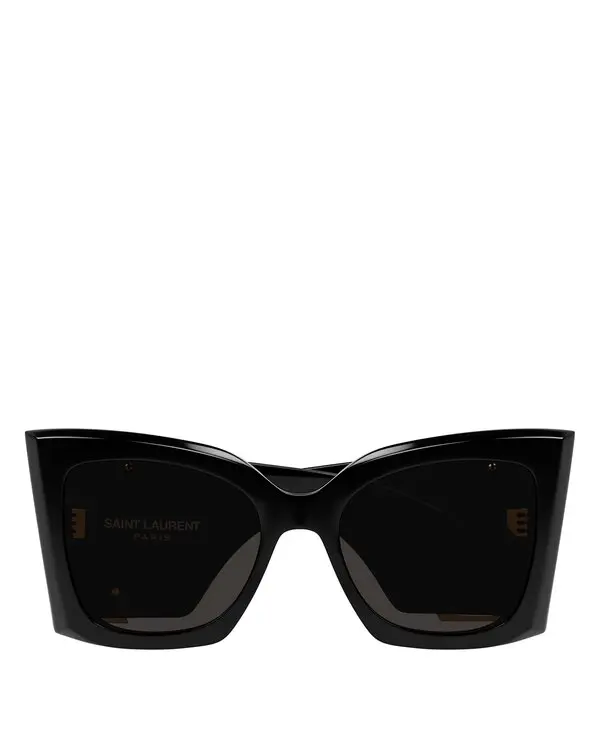 Saint Laurent Blaze Monogram Cat Eye Sunglasses, 54mm - Black/gray Solid