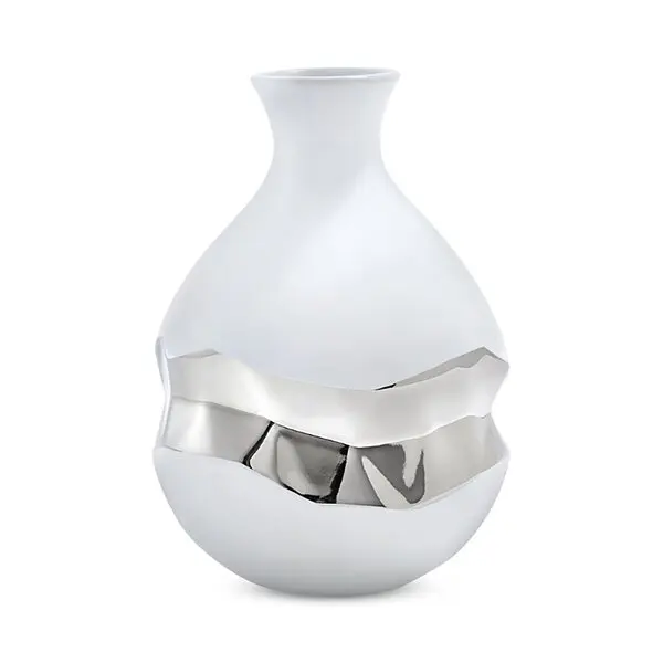 TALIANNA Oro Bud Vase White And Silver - White/silver