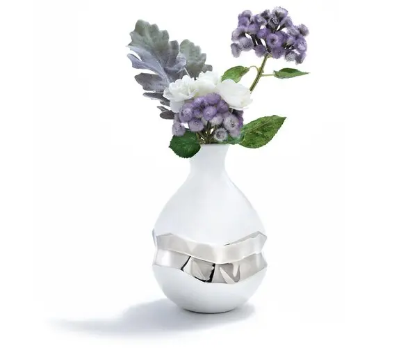 TALIANNA Oro Bud Vase White And Silver