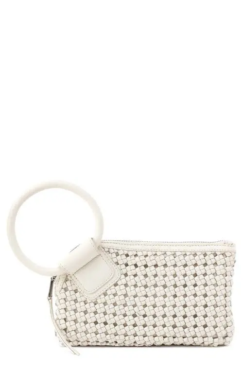 Hobo Sable Woven Leather Clutch With Hoop Handle