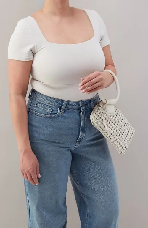 Hobo Sable Woven Leather Clutch With Hoop Handle