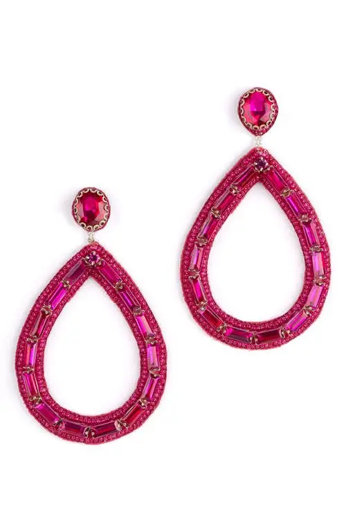 Deepa Gurnani Genesis Crystal Drop Earrings - Fuchsia