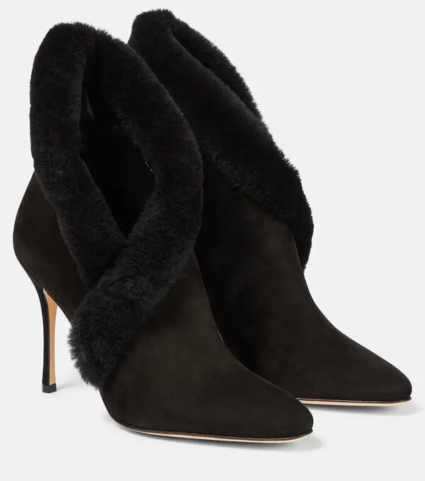 Manolo Blahnik Nestanu 105 Suede Ankle Boots