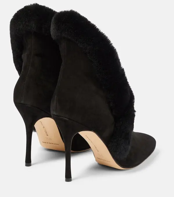 Manolo Blahnik Nestanu 105 Suede Ankle Boots