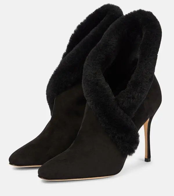 Manolo Blahnik Nestanu 105 Suede Ankle Boots