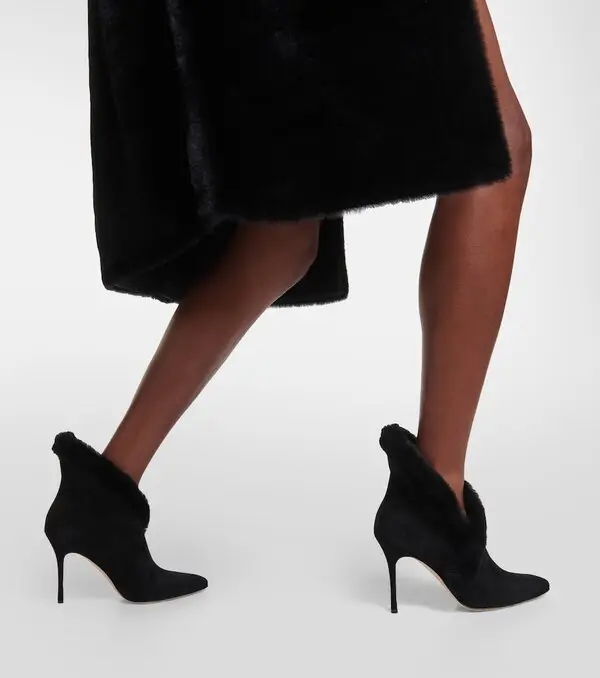 Manolo Blahnik Nestanu 105 Suede Ankle Boots