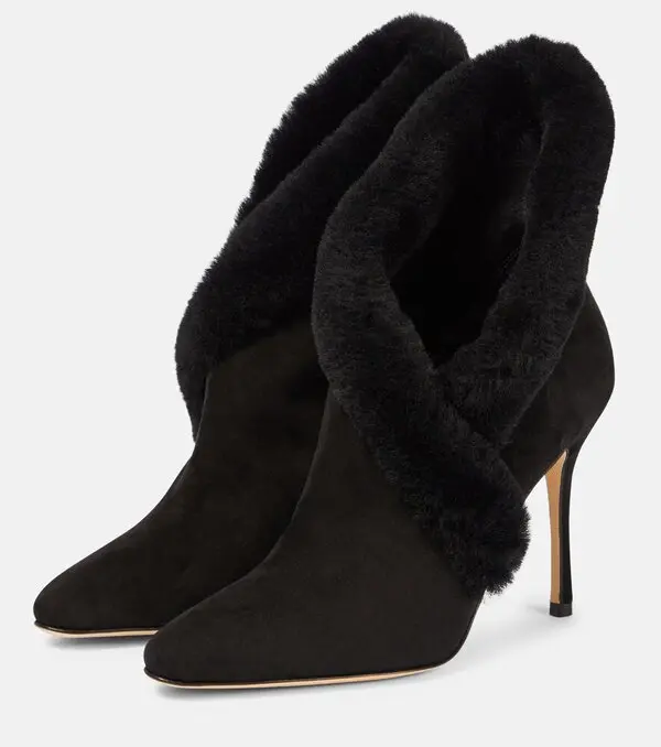 Manolo Blahnik Nestanu 105 Suede Ankle Boots
