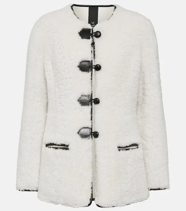 BLANCHA Leather-trimmed Shearling Jacket - White