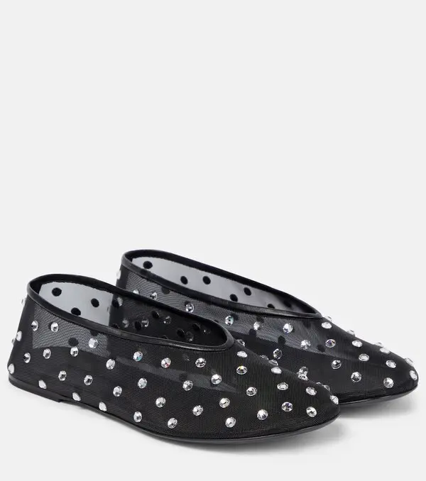 Khaite Marcy Crystal-embellished Ballet Flats - Black